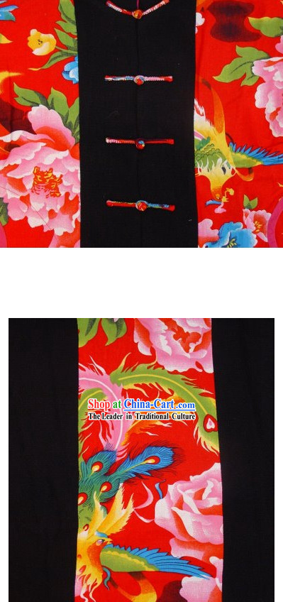 Supreme Chinese Long Lucky Red Handmade Flowery Cotton Jacket