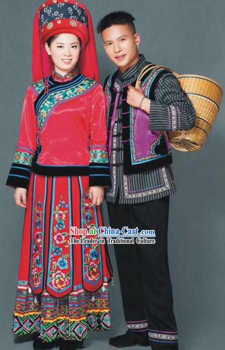 Miao Tribe Clothes Two Sets for Men and Women