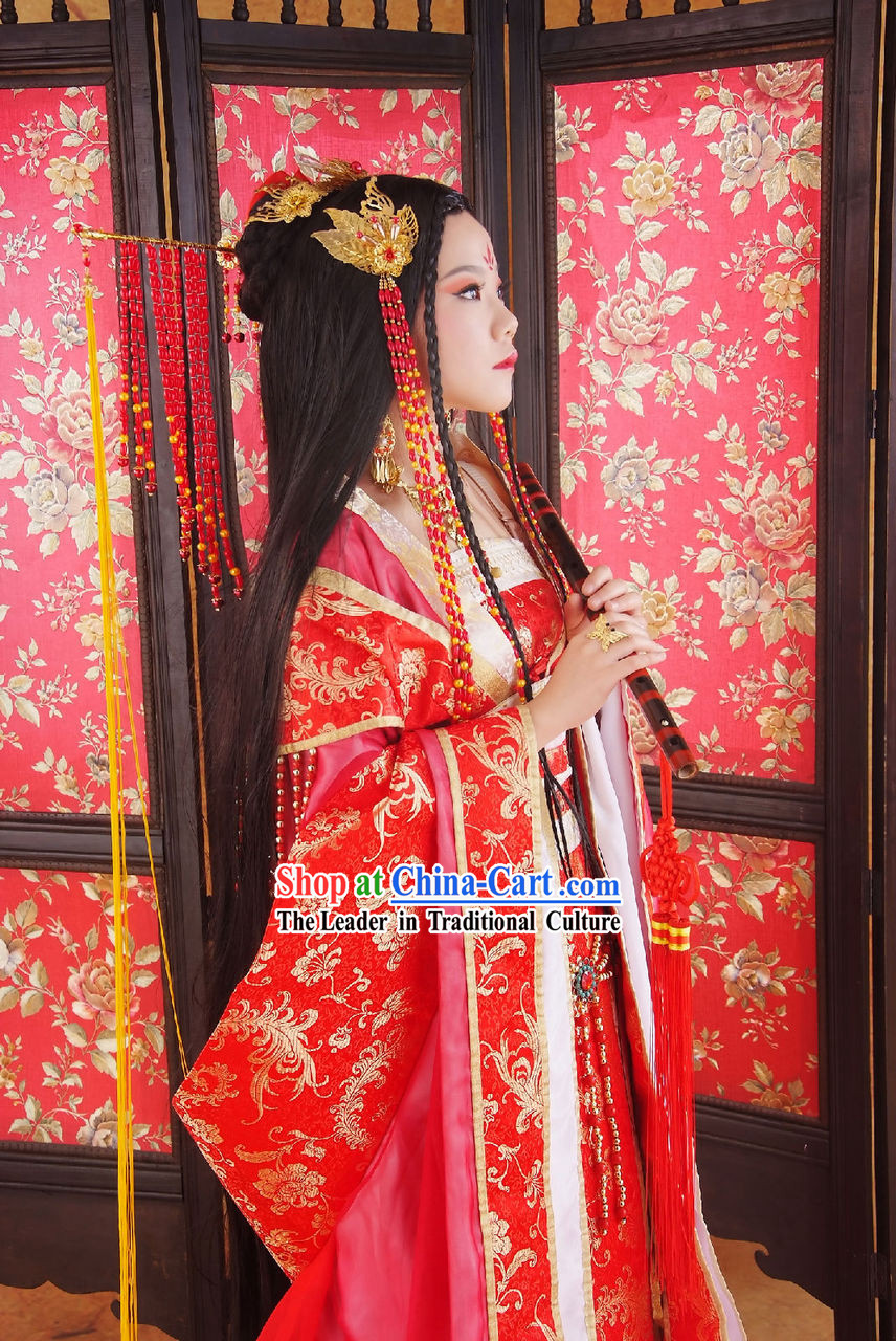 Tang Dynasty Princess Dress and Hair Accessories Complete Set