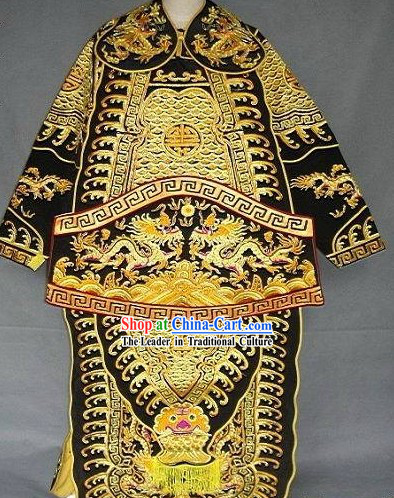 Black and Gold Emperor Peking Opera Embroidered Da Kao Armor Costumes ...