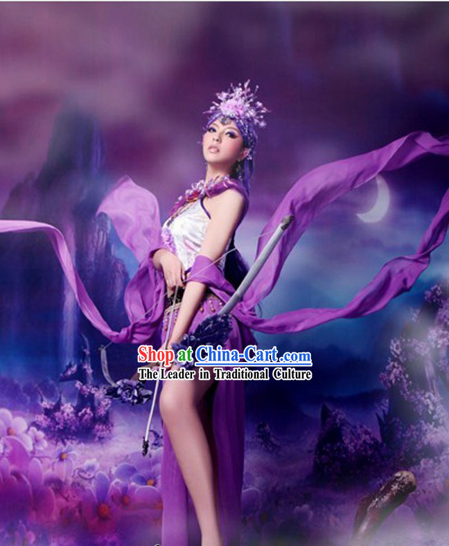 Ancient Chinese Dunhuang Fei Tian Dancer Costumes and Headpiece for Women