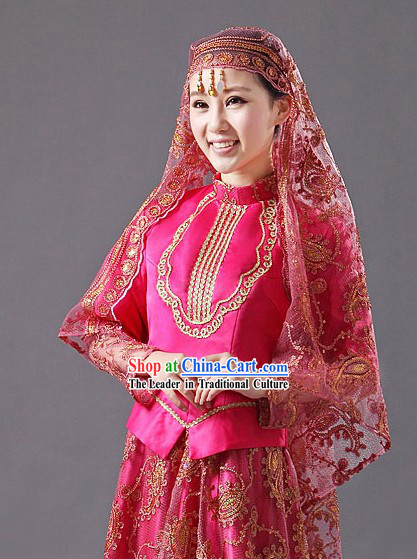 Ancient Chinese Muslim Hui Minority Wedding Dress for Brides