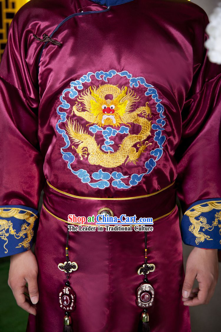 Traditional Ancient Chinese Emperor Embroidered Dragon Robe for Men