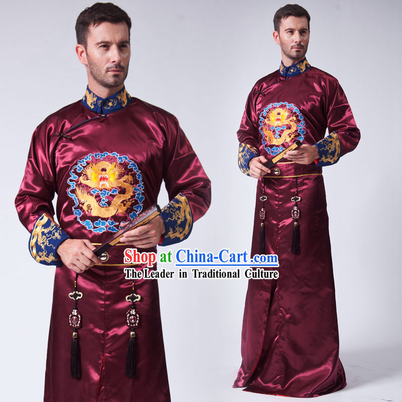 Traditional Ancient Chinese Emperor Embroidered Dragon Robe for Men