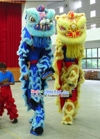 Light Blue Handmade Lion Dance Costume Complete Set