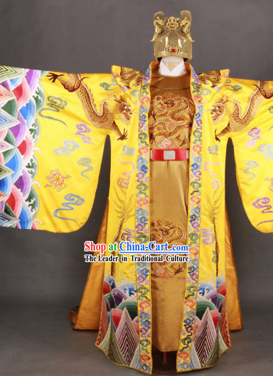 Ancient Tang Dynasty Emperor Dragon Clothing Costumes and Crown Hat ...