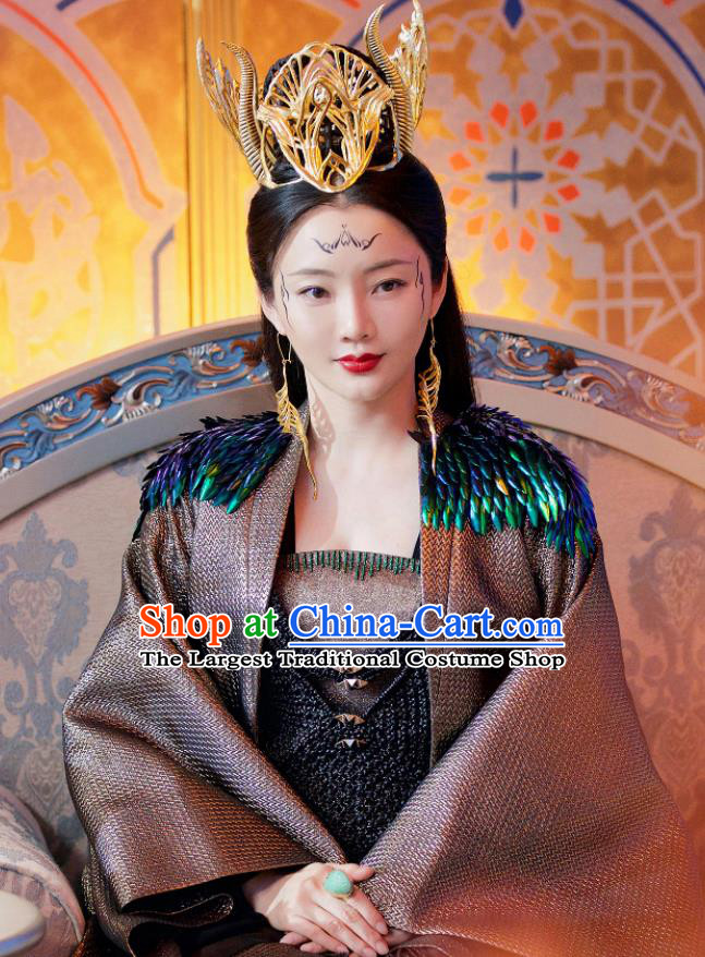 Chinese Ancient Queen Ling Yue Dress Drama Love and Destiny Goddess Liu Qianhan Costumes and ...