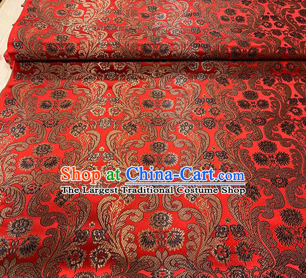 Chinese Traditional Pattern Red Silk Fabric Brocade Drapery Tang Suit ...