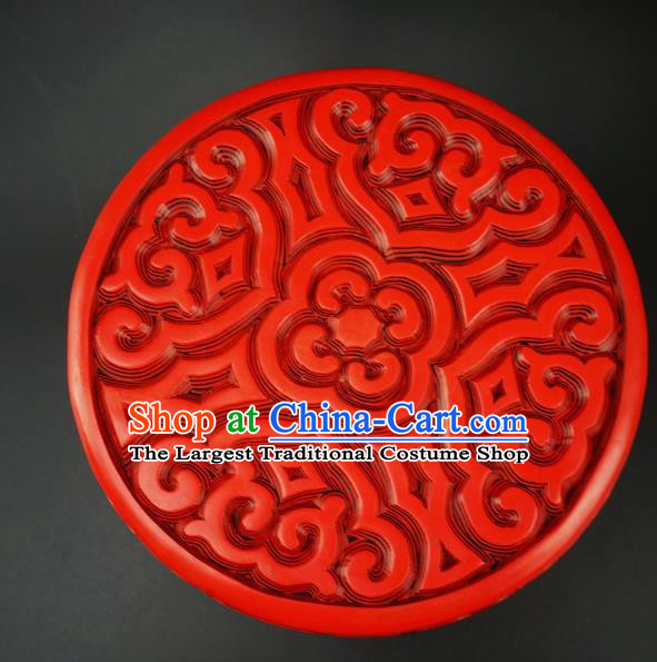Traditional Chinese Carving Lacquerware Hand Red Rouge Box Craft